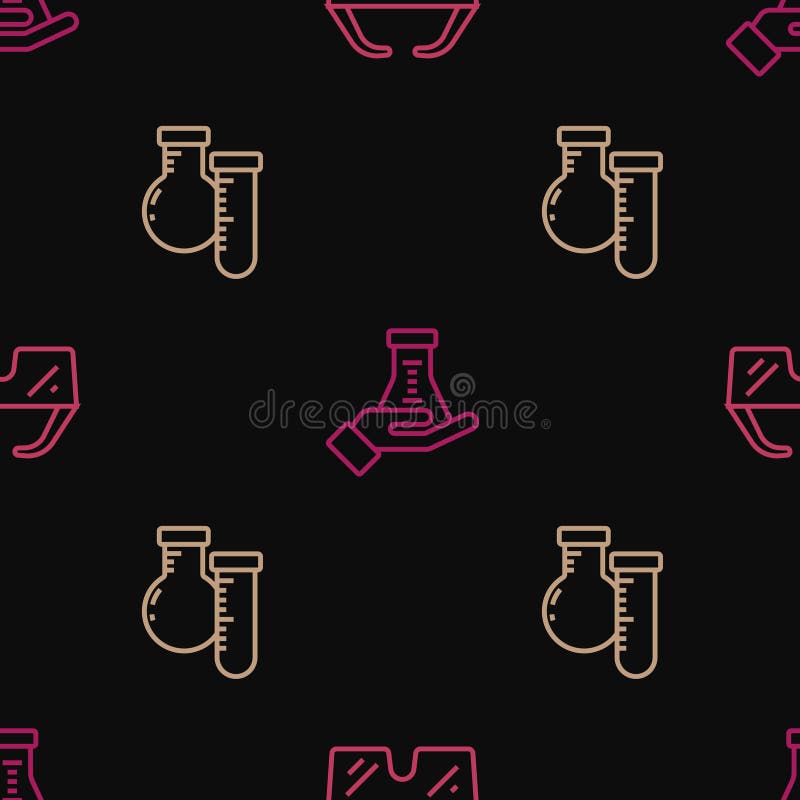 Set Line Safety Goggle Glasses, Test Tube and Flask and on Seamless ... Set Line Safety Goggle Glasses, Test Tube and Flask and on Seamless ...