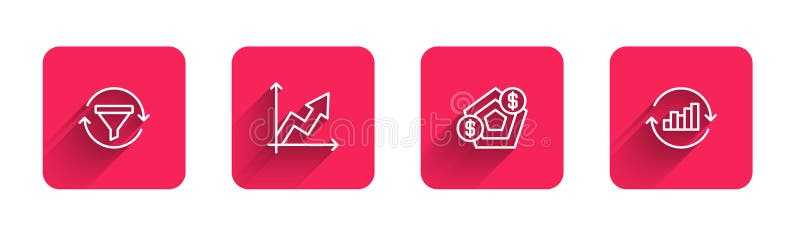 Set Line Sales Funnel with Chart, Financial Growth, and Pie Infographic ...
