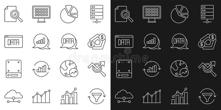 Set Line Sales Funnel with Chart, Search Data Analysis, Financial Growth, Pie Infographic, Data ...