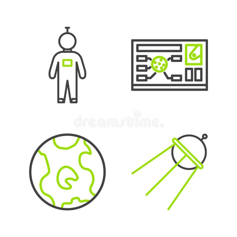Set Line Satellite, Earth Globe, Futuristic Hud Interface and Astronaut ... Set Line Satellite, Earth Globe, Futuristic Hud Interface and Astronaut ...