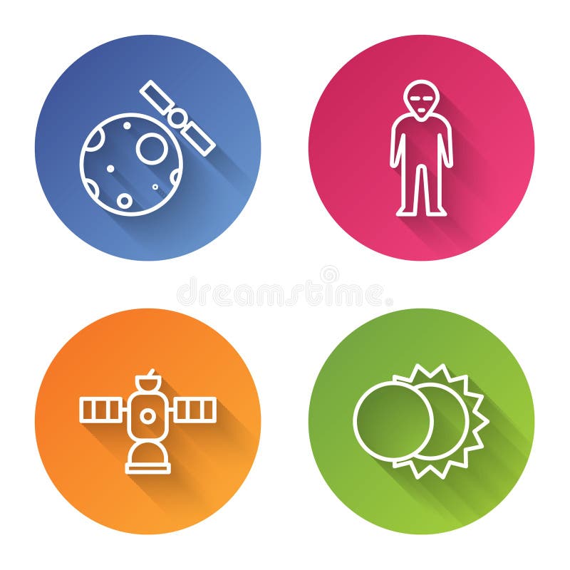 Set Line Satellites Orbiting the Planet Earth, Alien, Satellite and ...