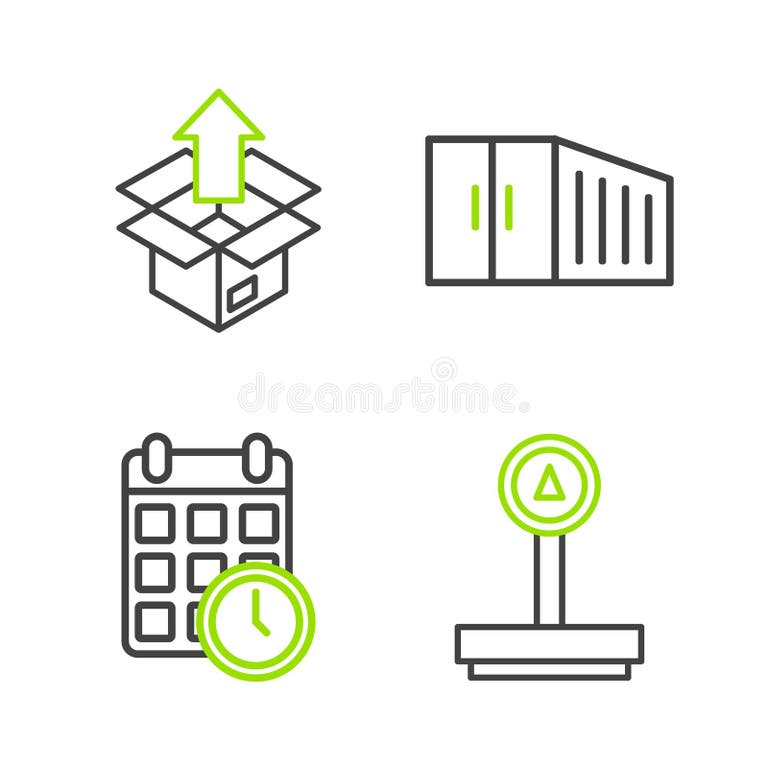 Set Line Scale, Cardboard Box with Calendar, Container and Unboxing ...