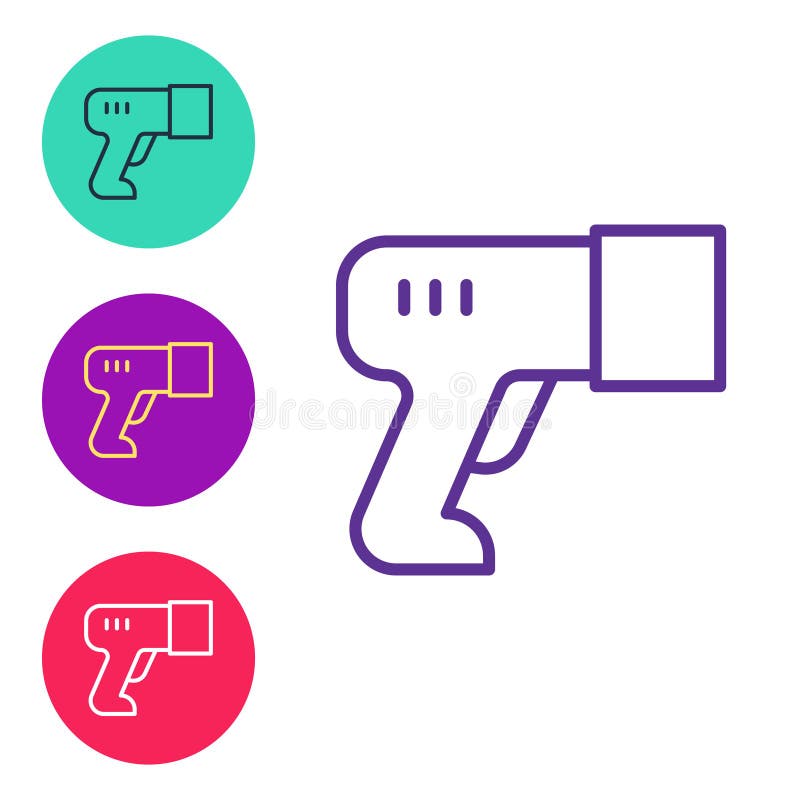 Set Line Scanner Scanning Bar Code Icon Isolated on White Background ...