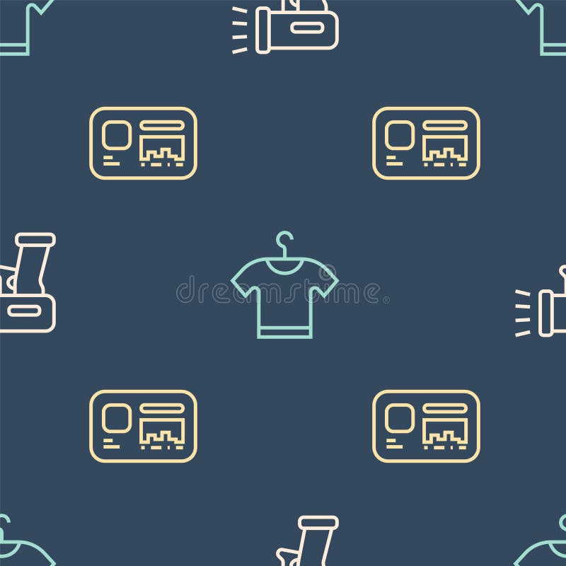 Set Line Scanner Scanning Bar Code, Identification Badge and T-shirt on ...