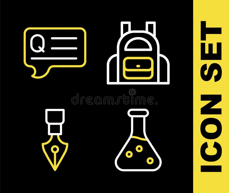 Set Line School Backpack, Test Tube, Fountain Pen Nib and Speech ...