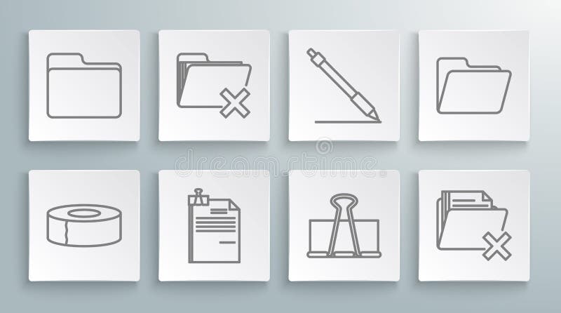 Set Line Scotch, Delete Folder, File Document and Binder Clip, Binder ... Set Line Scotch, Delete Folder, File Document and Binder Clip, Binder ...