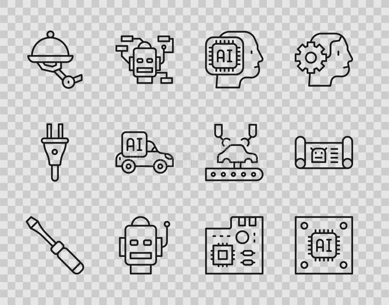 Set Line Screwdriver, Processor with Microcircuits CPU, Humanoid Robot ... Set Line Screwdriver, Processor with Microcircuits CPU, Humanoid Robot ...