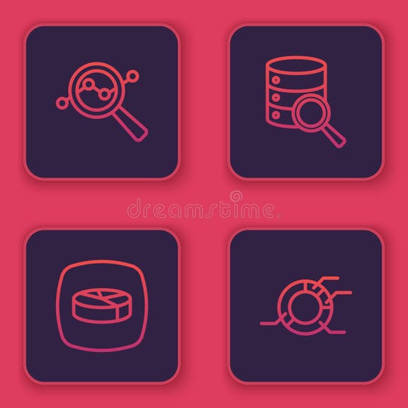 Set Line Search Data Analysis, Pie Chart Infographic, Server and . Blue ...