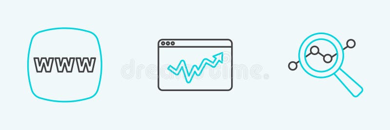 Set Line Search Data Analysis, Website Template and Graph Chart Infographic Icon. Vector Stock ...