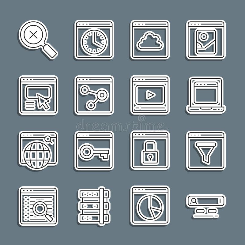 Set Line Search Engine, Browser Window, Laptop with Browser, Cloud ... Set Line Search Engine, Browser Window, Laptop with Browser, Cloud ...