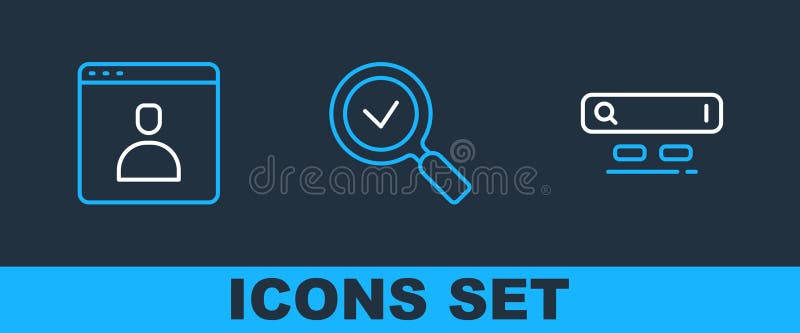 Set Line Search Engine, Create Account Screen and Magnifying Glass with ...