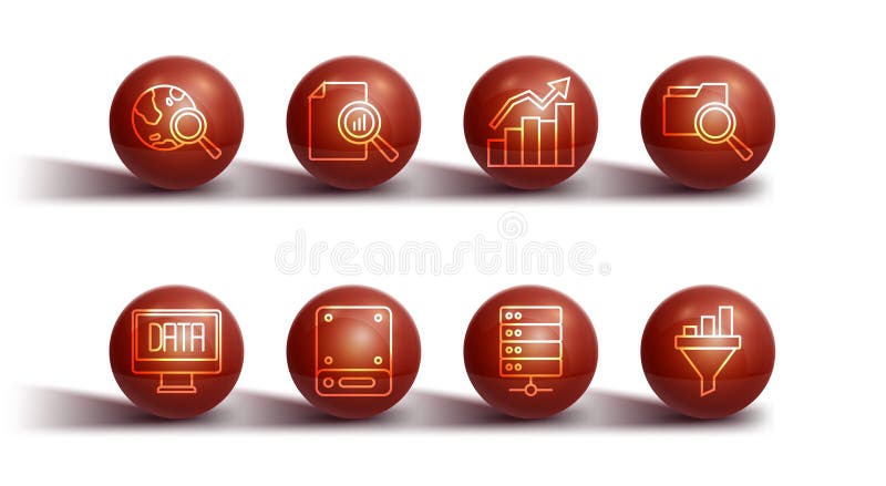 Set Line Search Globe, Data Analysis, with Folder, Server, Document ...