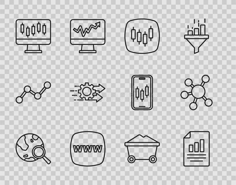 Set Line Search Globe, Document with Graph Chart, Browser Stocks Market ... Set Line Search Globe, Document with Graph Chart, Browser Stocks Market ...