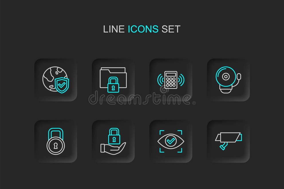 Set Line Security Camera, Eye Scan, Lock, Ringing Alarm Bell, Keypad ...