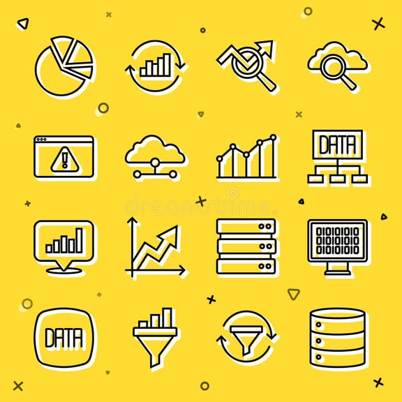 Set Line Server, Binary Code, Data Analysis, Search Data, Network Cloud Connection, Browser with ...