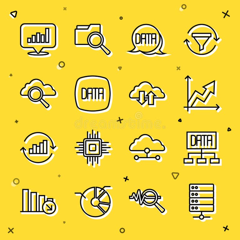 Set Line Server, Data Analysis, Financial Growth, Search Cloud Computing, Pie Chart Infographic ...