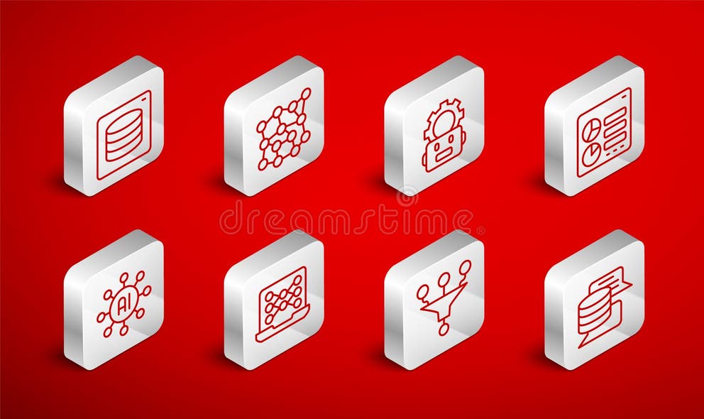 Set Line Server, Data, Neural Network, Robot Setting, Computer Api Interface, Funnel Filter, and ...