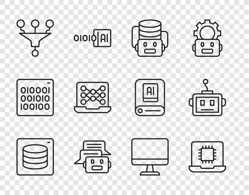 Set Line Server, Data, Processor CPU, Artificial Intelligence Robot ... Set Line Server, Data, Processor CPU, Artificial Intelligence Robot ...