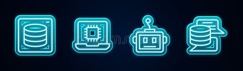 Set Line Server, Data, Processor CPU, Artificial Intelligence Robot and ... Set Line Server, Data, Processor CPU, Artificial Intelligence Robot and ...