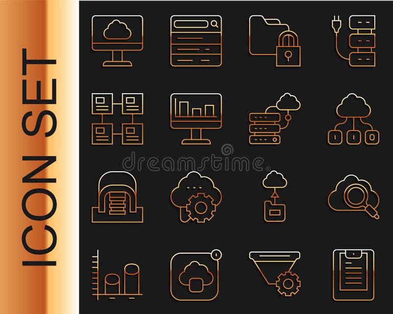 Set Line Server, Data Report, Search Cloud Computing, Cloud Technology Data Transfer, Folder and ...