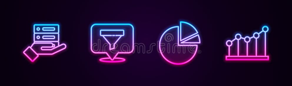 Set Line Server, Data, Web Hosting, Location with Sales Funnel, Pie ...