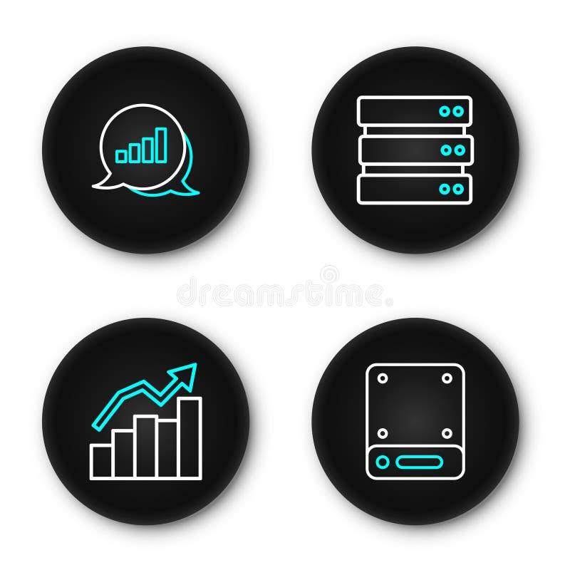 Set Line Server, Financial Growth, and Pie Chart Infographic Icon. Vector Stock Illustration ...