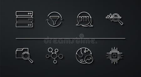 Set Line Server, Search with Folder, Data Analysis, Financial Growth, Mind Map Infographic ...