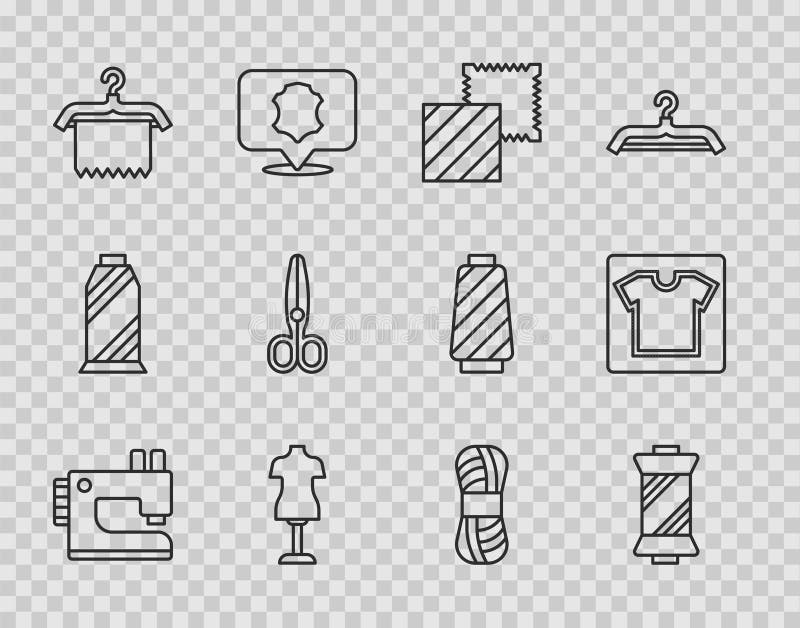 Set Line Sewing Machine, Thread on Spool, Textile Fabric Roll ...