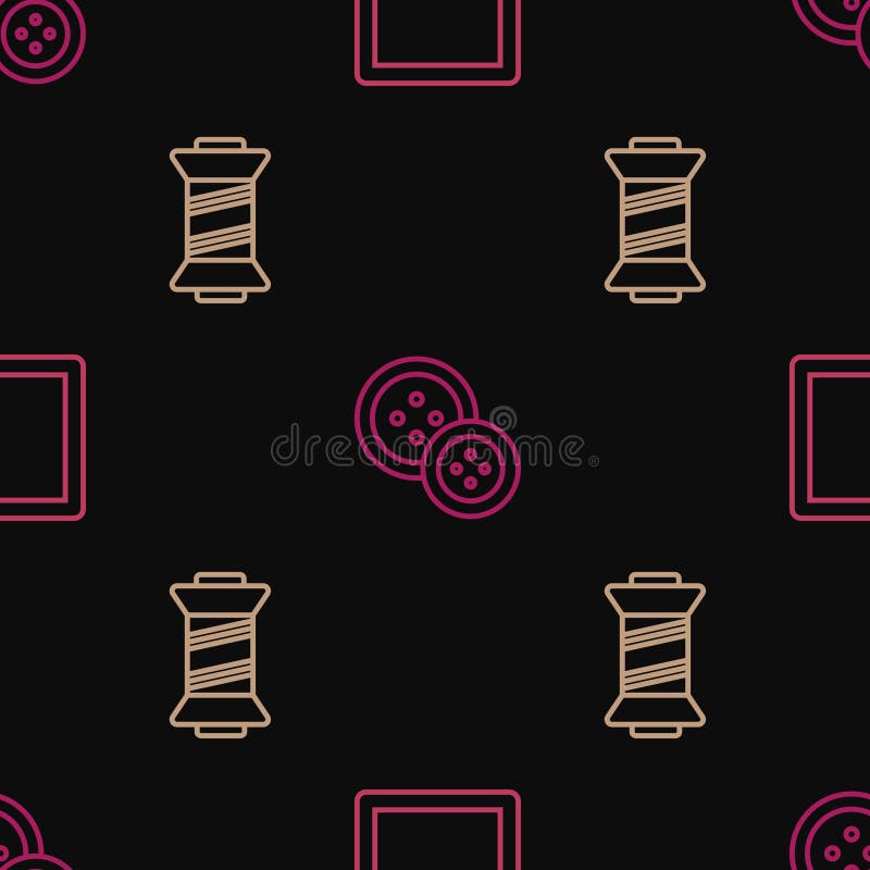 Set Line Sewing Pattern, Thread and Button on Seamless Pattern. Vector ...