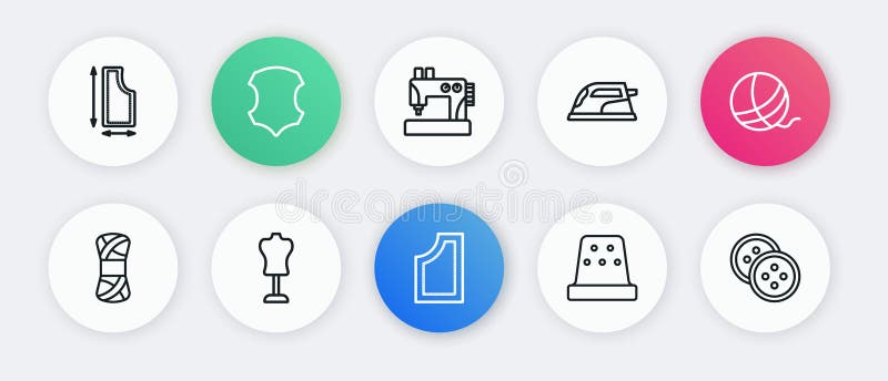 Set Line Sewing Pattern, Yarn Ball, Thimble for Sewing, Electric Iron ...