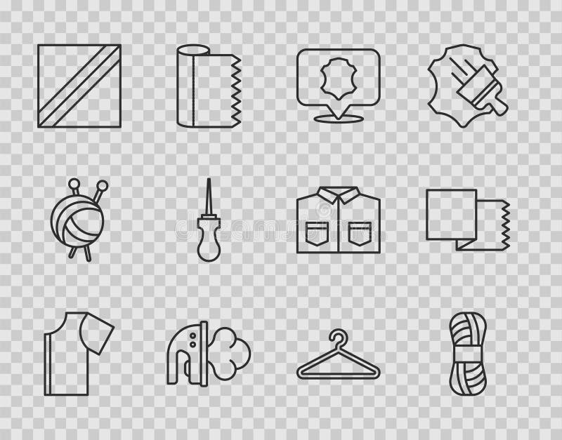 Set Line Sewing Pattern, Yarn, Leather, Electric Iron, Textile Fabric ...