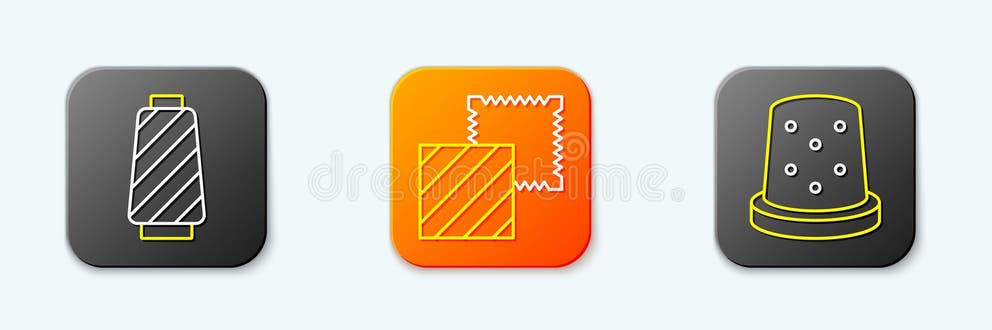 Set Line Sewing Thread on Spool, Textile Fabric Roll and Thimble for ...