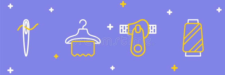 Set Line Sewing Thread on Spool, Zipper, Hanger Wardrobe and Needle for ...