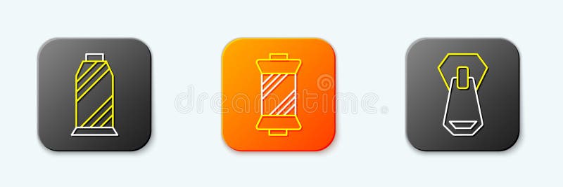 Set Line Sewing Thread on Spool, and Zipper Icon. Vector Stock ...