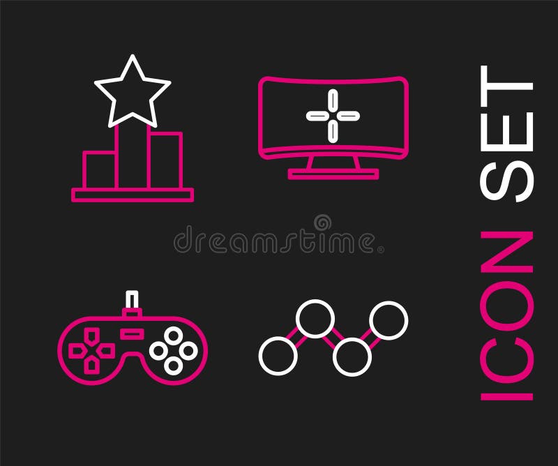 Set Line Share, Gamepad, Computer Monitor and Star Icon. Vector Stock ... Set Line Share, Gamepad, Computer Monitor and Star Icon. Vector Stock ...