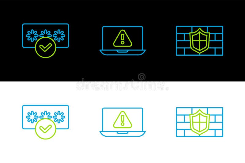 Set Line Shield with Brick Wall, Password Protection and Laptop ...