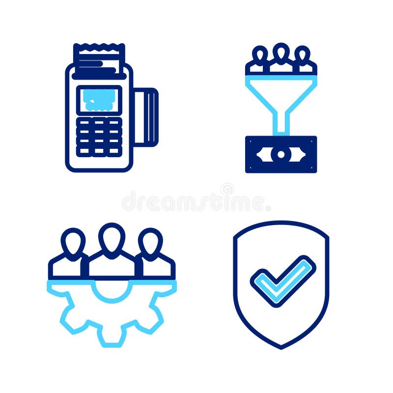 Set Line Shield with Check Mark, Project Team Base, Lead Management and ...