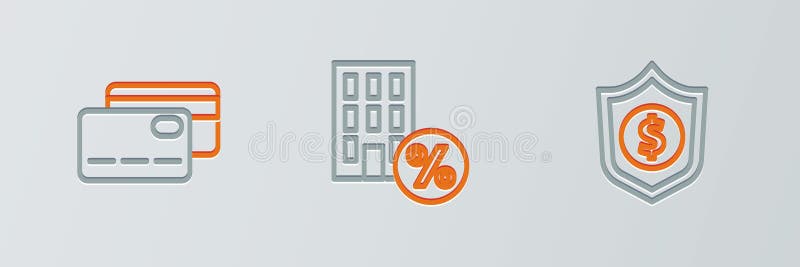 Set Line Shield with Dollar, Credit Card and House Percant Discount ...