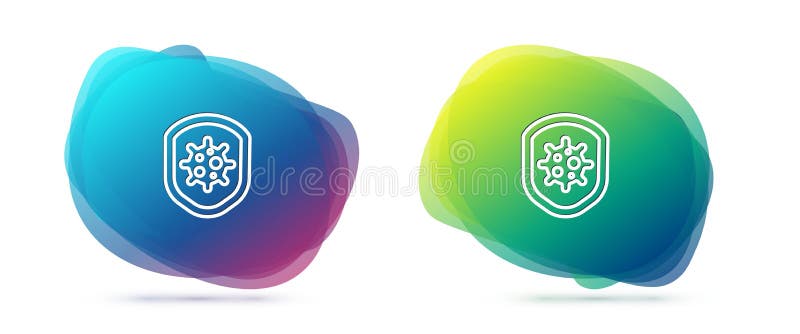 Set Line Shield Protecting from Virus, Germs and Bacteria Icon Isolated ...