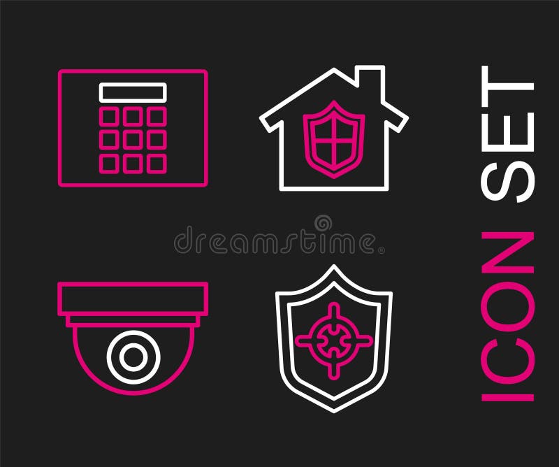 Set Line Shield, Security Camera, House Under Protection and Password ... Set Line Shield, Security Camera, House Under Protection and Password ...