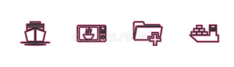Set Line Ship, Add New Folder, Microwave Oven and Cargo Ship Icon ...