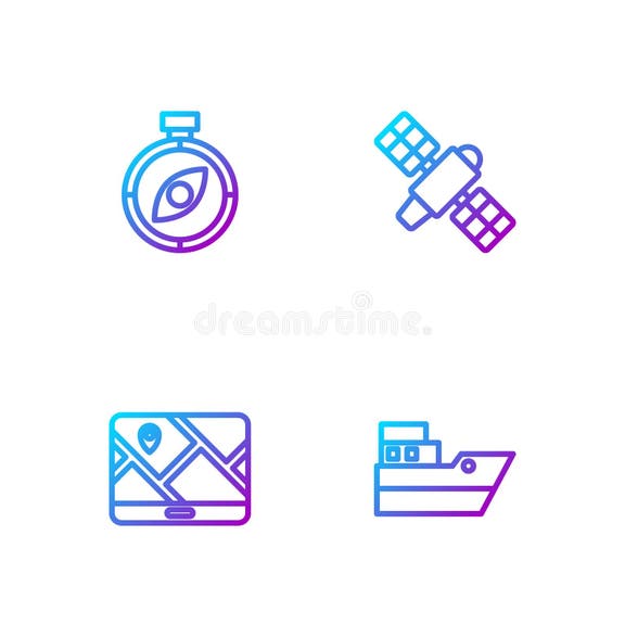 Set Line Ship Line Path, City Map Navigation, Compass and Satellite ...