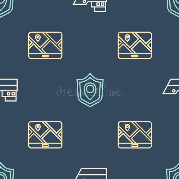 Set Line Ship Line Path, City Map Navigation and Location Shield on ...