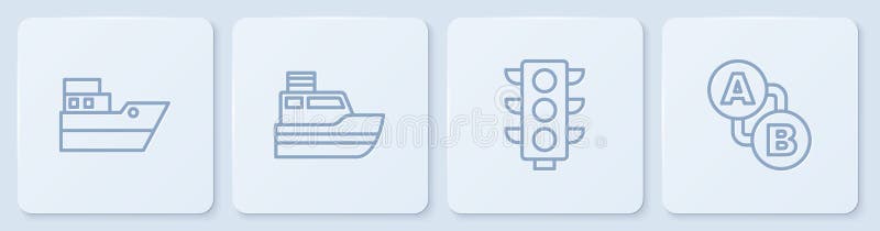 Set Line Ship Line Path, Traffic Light, and Route Location. White ...
