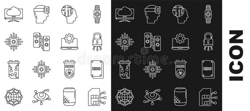 Set Line Sim Card, Hard Disk Drive HDD, Lock on Digital Circuit Board ... Set Line Sim Card, Hard Disk Drive HDD, Lock on Digital Circuit Board ...