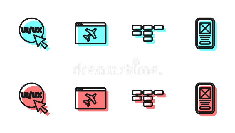 Set Line Site Map, UI or UX Design, Website Template and Icon. Vector ...