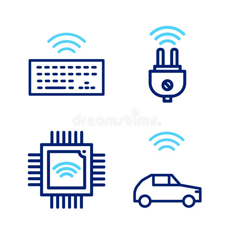 Set Line Smart Car System with Wireless, Processor Microcircuits CPU, Electric Plug and Wireless ...