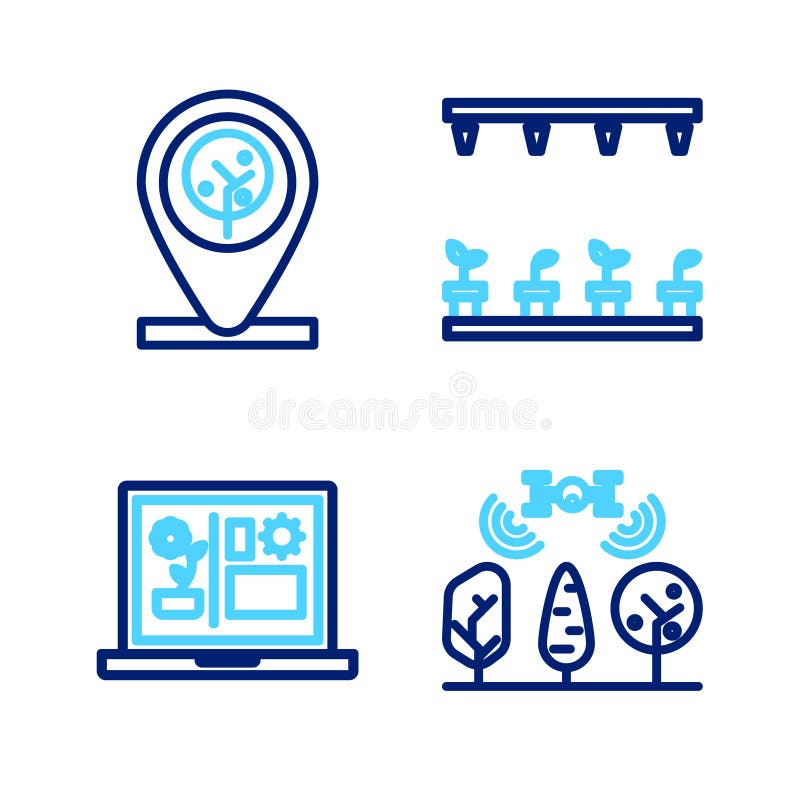 Set Line Smart Farm with Drone, Farming Technology, Automatic ...