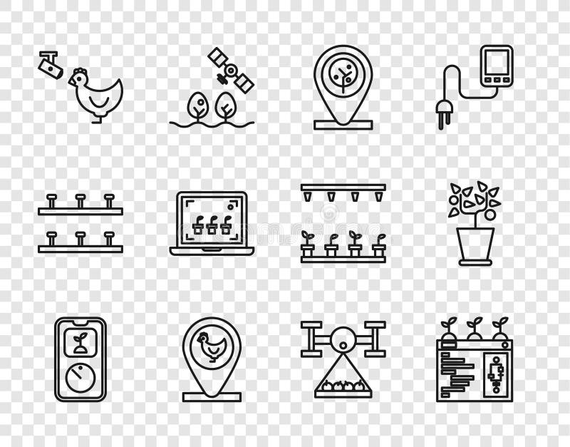 Set Line Smart Farming Technology, Location and Tree, Chicken Location ...