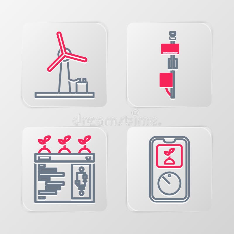 Set Line Smart Farming Technology, Standalone Sensor and Wind Turbine ...